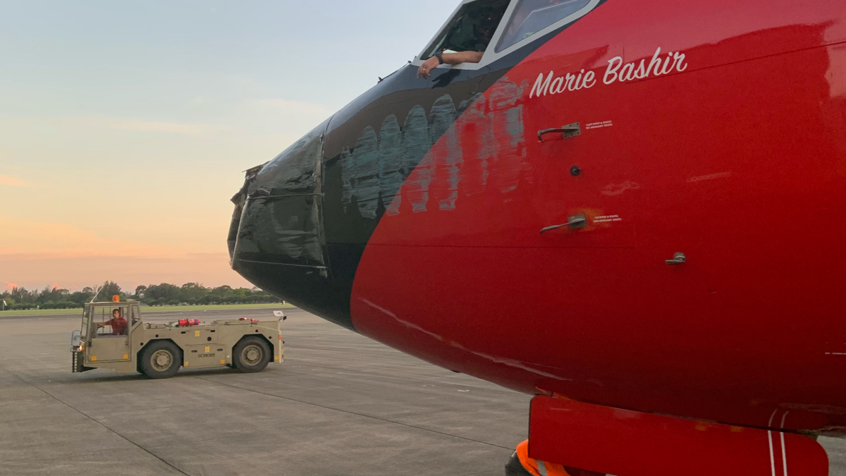 Australian Fire Fighting Boeing 737 Damaged In Hangar Collision