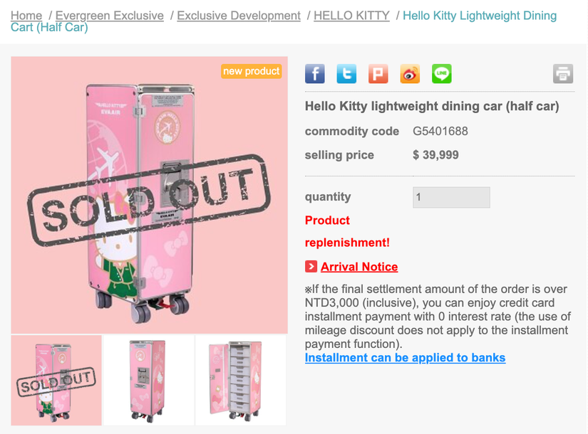 Eva Air Is Selling Hello Kitty Food Trolleys