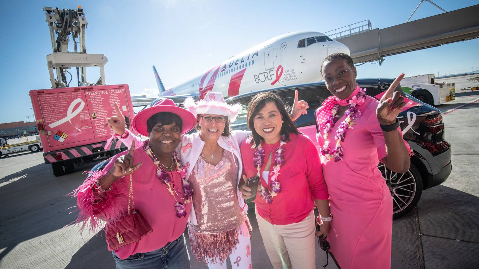 Delta Hosts Party In Pink For Breast Cancer Survivors On Boeing 767