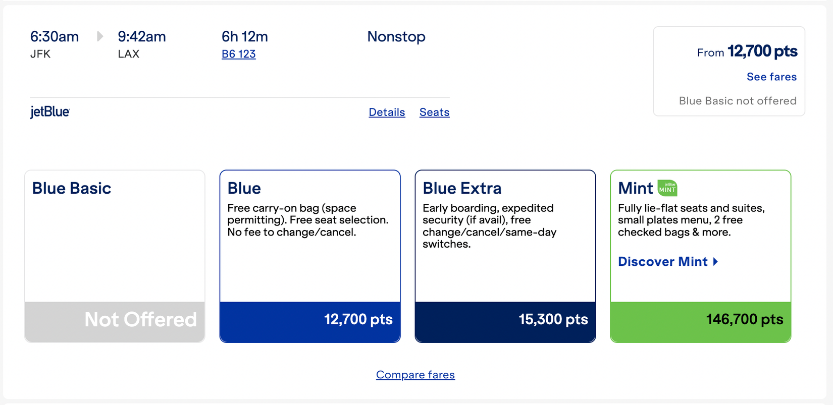 How Many Miles Does It Take To Book JetBlue Mint?