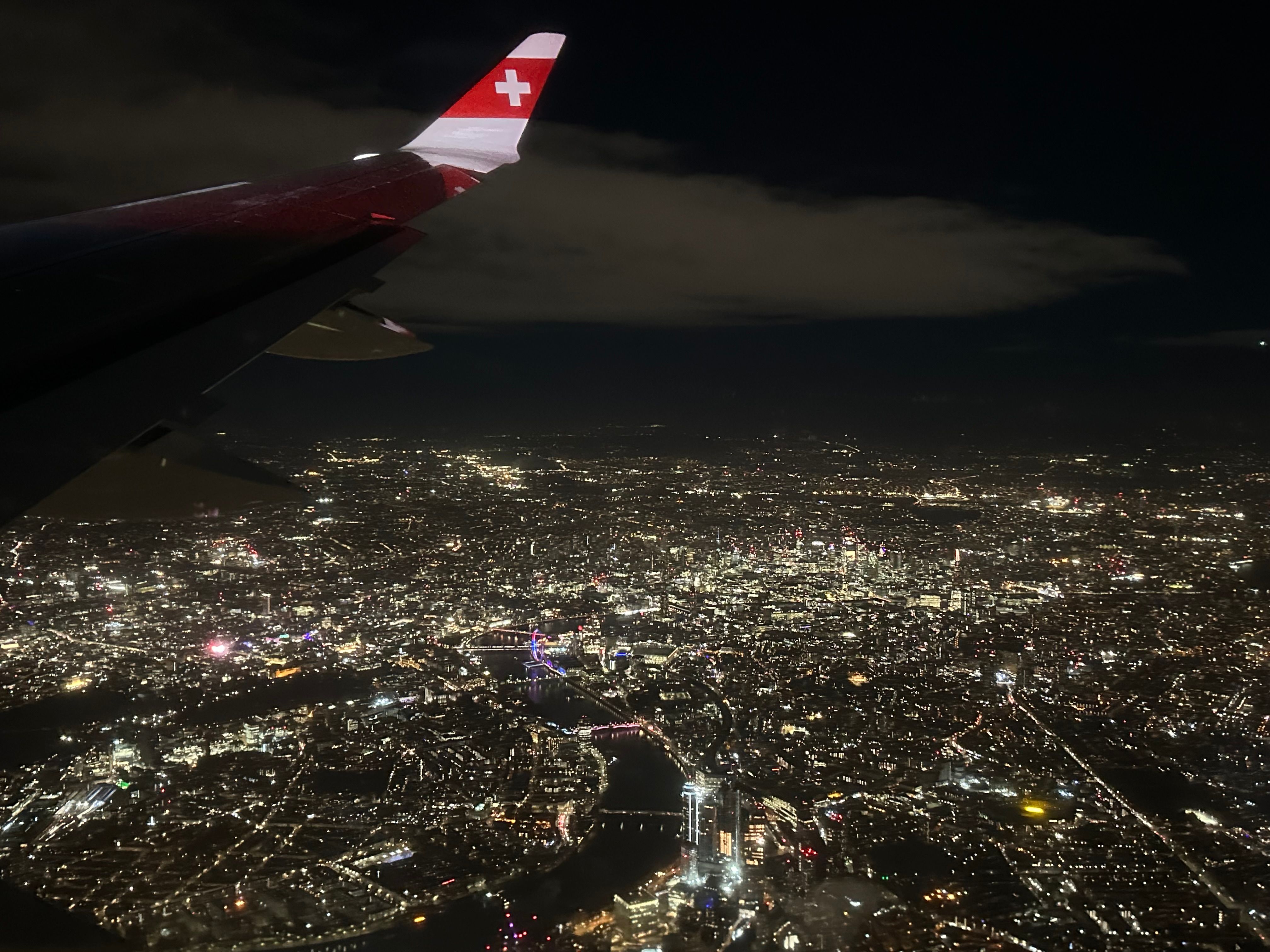 View From Airplane At Night