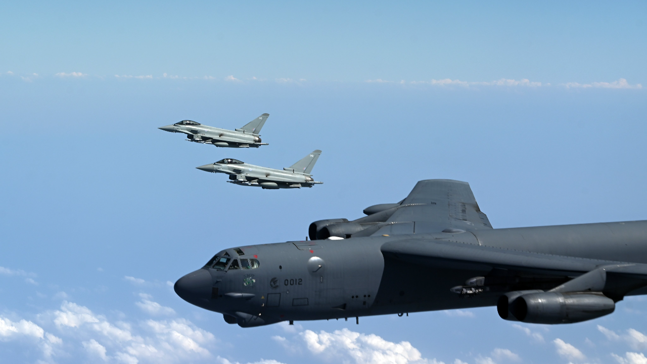 2 USAF B-52Hs Join 2 RAF Typhoon FGR4s & Voyager Air-To-Air Refueler On ...