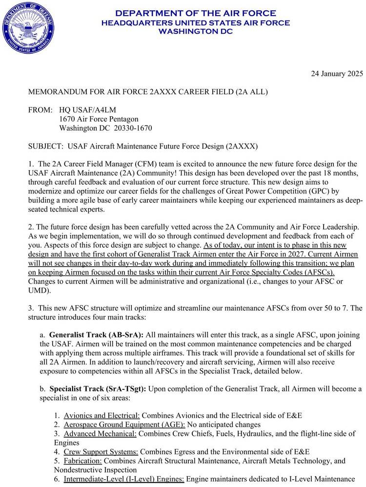 Why The US Air Force Will Reduce Aircraft Maintenance AFSCs From Over ...