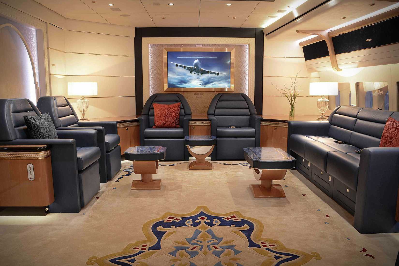 inside private jumbo jet