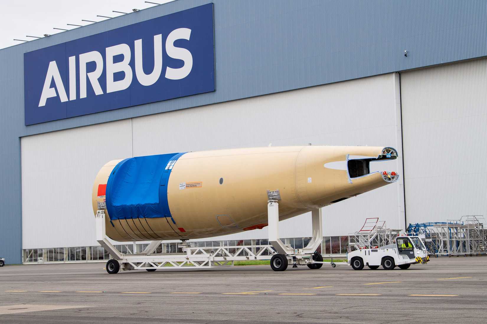1st Airbus A350F Aft Fuselage Arrives At Final Assembly Line In Toulouse