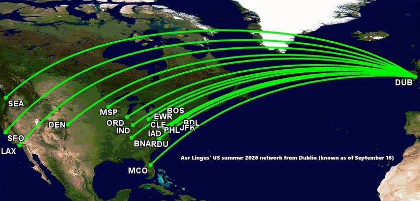 Aer Lingus Expands US Network: Now 21 Routes From 3 European Airports