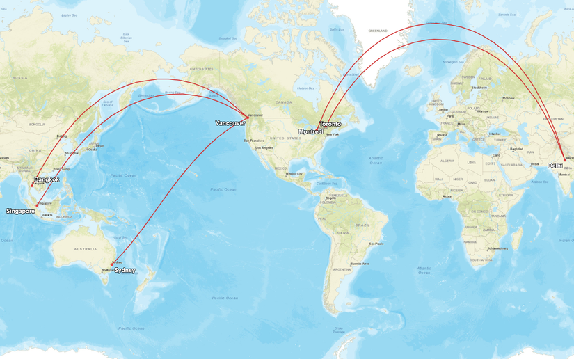 16-Hour Flights: Air Canada Launches New Ultra-Long Nonstop Route [Map]